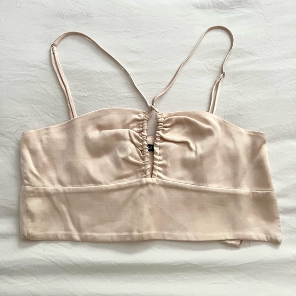 Zara | Tops | Zara Pink Satin Crop Top | Poshmark